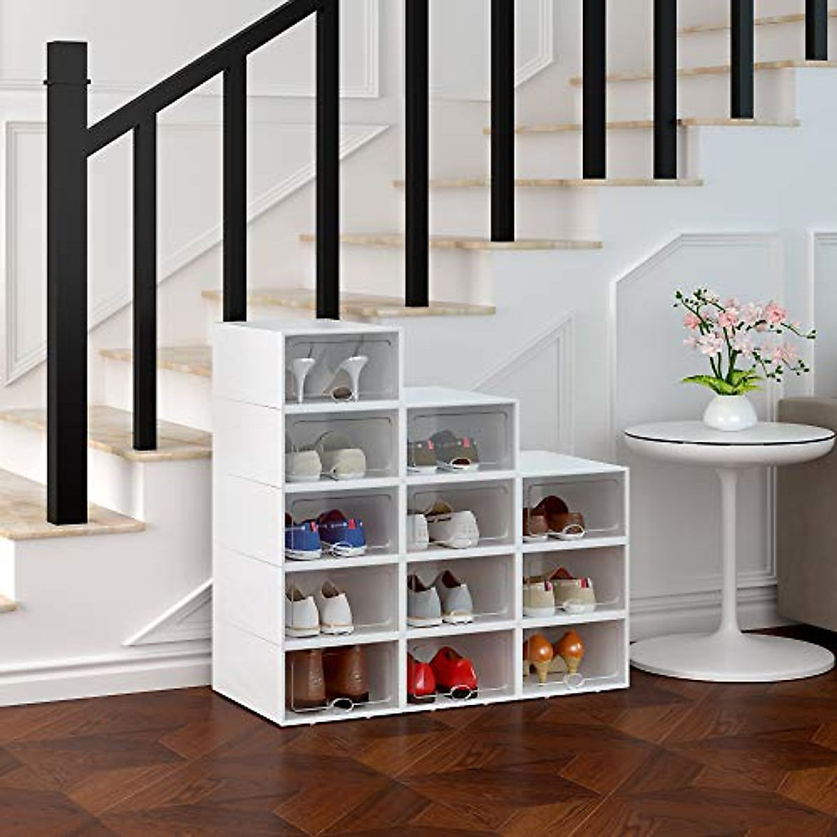 HOMIDEC Shoe Box, 12 Pack Shoe Storage Boxes Shoe Boxes Clear Plastic Stackable, Shoe Organizer Containers with Lids for Women/Men