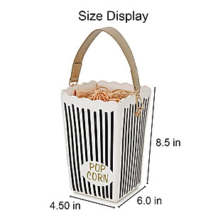 ENJOININ Novelty Fashion Women Crossbody Bag, Popcorn Box Style Clutch Bag for Girl Handbag Shoulder Bag Purse (Black B)
