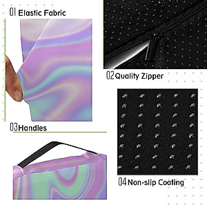 Iridescent Liquid Abstract Art Rainbow Pink Turquoise Marble Memory Foam Seat Cushion Cover Stretch Removable Washable U Shaped Seat Cushion Cover for Home Office Car 17 x 14 x 2.2inch