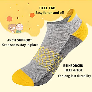 Comfoex Boys Socks 6 Pairs Ankle Athletic Sock Half Cushioned Low Cut Socks For Little Big Kids
