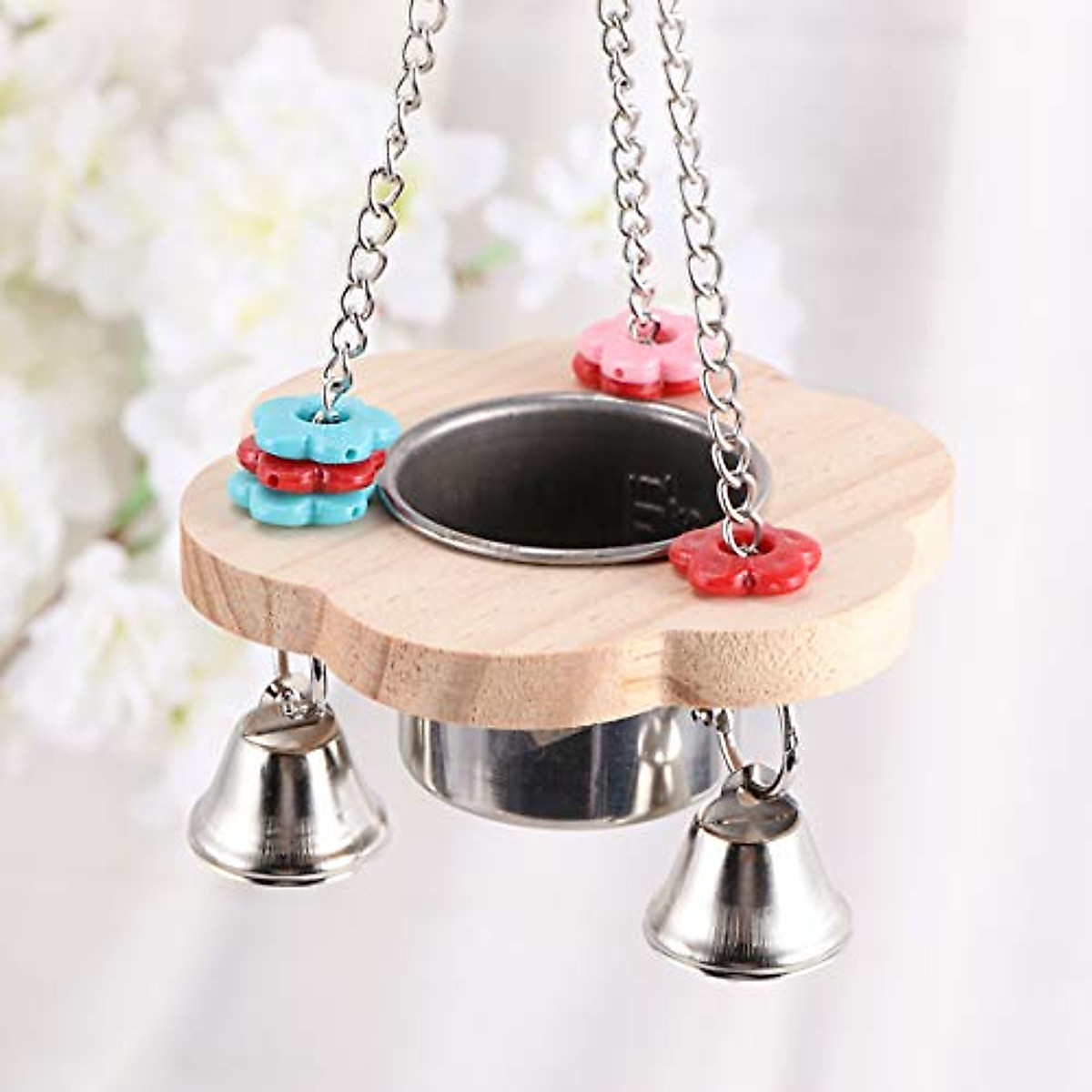 Chew Toys 2pcs Steel Bells Toy- Toys Wooden Size Drinking Pet Parrot Bowl Food Stainless Swing Cage Stand Hanging Practical Wood Chewing with Interactive Small Feeding Large Bird Cage
