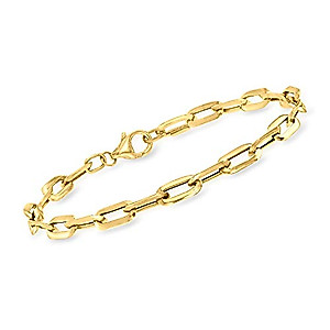 Ross-Simons Italian 14kt Yellow Gold Paper Clip Link Bracelet. 7 inches