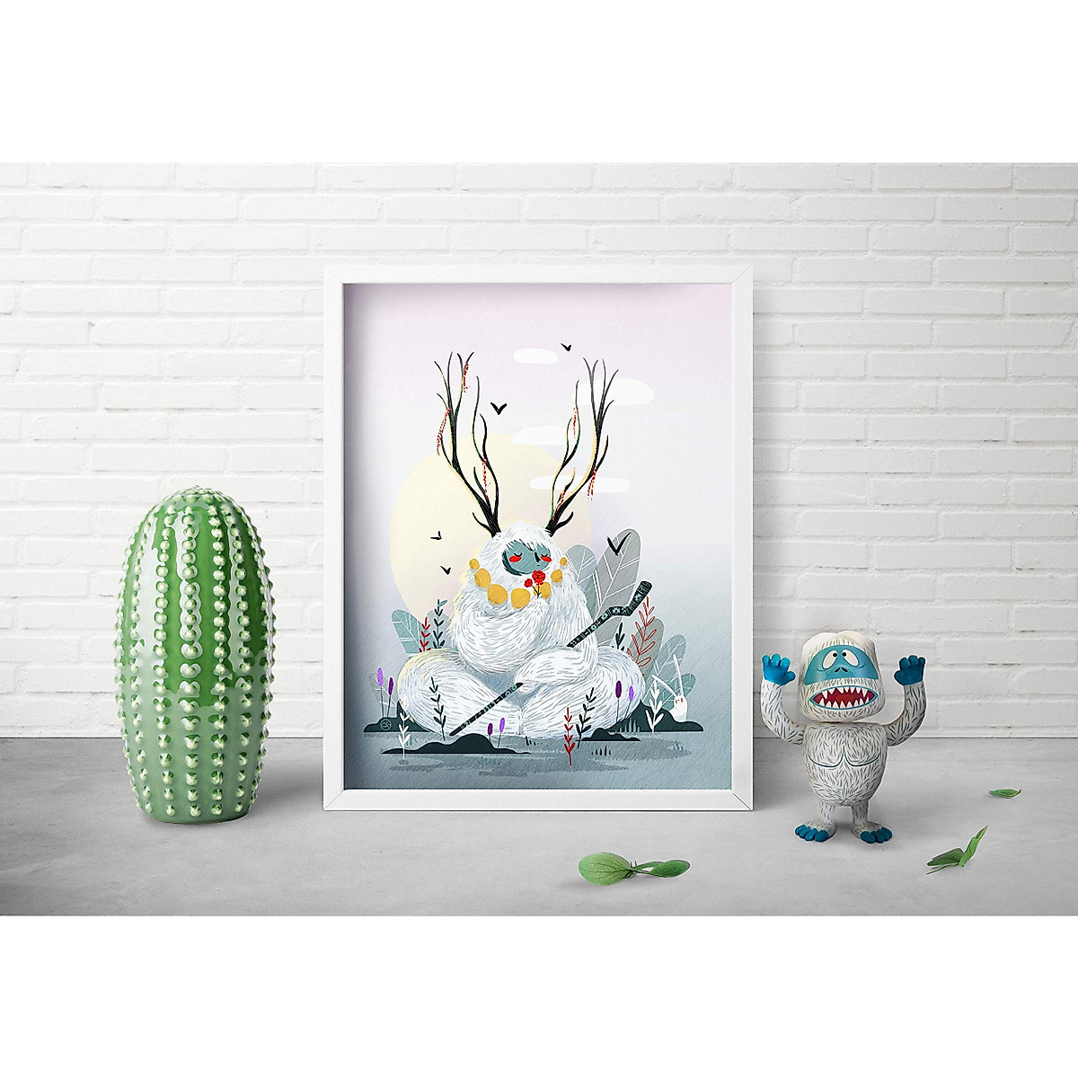 8x10 Fantasy Nordic Art Print Bulgaria Fantasy Folk Wall Design Yeti Meditation Studio Ghibli Animal Cute Nature Travel Illustration Scandinavian Art Whimsical Animal Sunrise Monster Art Nursery Decor