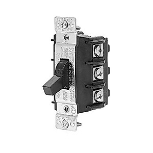 Leviton MS303-DS 30 Amp 600 Volt, Three-Pole, Three Phase AC Motor Starter, Suitable as Motor Disconnect, Toggle, Industrial Grade, Non-Grounding, Black