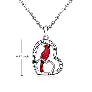 Red Cardinal Bird Pendant Necklace Inspirational Memorial Jewelry Sterling Silver Cardinal Appear When Angels Are Near Sympathy Spiritual Gifts for Women Loss of Loved One
