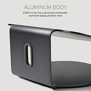 POUT Eyes 4 Metal Laptop Stand with 360 Rotating Base & Built-in Cable Ring — Ergonomic Aluminum Computer Riser for Laptop 10 to 17 Inches — for Apple Mac MacBook Air Pro HP LG Dell Sony