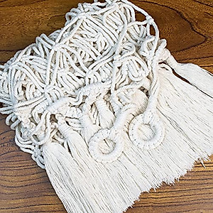 Mingtex Macrame Toy Hammock - for Stuffed Animals and Plush Toys, Soft Net Storage with Wooden Photo Clips, Soft Corner Hanging Netting, White Large