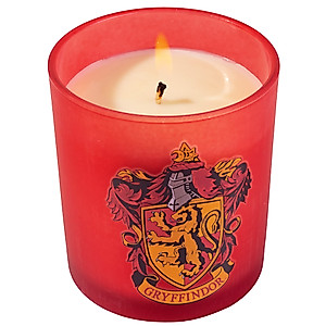Harry Potter Gryffindor Candle, Large 8 oz - Amber & Vanilla Scented - Soy and Coco Wax in Glass Votive - Christmas Hogwarts House Gift for Teens, Men, Women, Adults