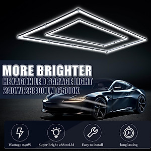 VIHOSE 1 Set Garage LED Light Ceiling Lights Car Detailing Ceiling LED Light Suitable for Garage Workshop Basement Warehouse Gym (2 Rectangles)