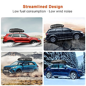 Goplus Rooftop Cargo Carrier Hard Shell, 14 Cubic Feet Waterproof Car Roof Cargo Carrier w/Dual Side Opening, Security Key, 165LBS Capacity, for 17” to 22.8” Wide Crossbar Rack, Vehicle Cargo Box