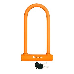 OTTOLOCK Sidekick XL Full-Size U-Lock | Lightweight Silicone-Coated Bike Lock, Orange