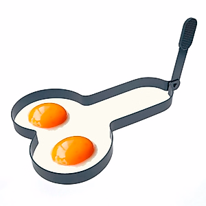 Sujosa Funny Egg Rings, Stainless Steel Nonstick Egg Cooking Mold with Foldable Handle, Romantic White Elephant Gifts DIY Kitchen Fryer Tool for Frying Eggs Mcmuffins and Omelet (Shape B)