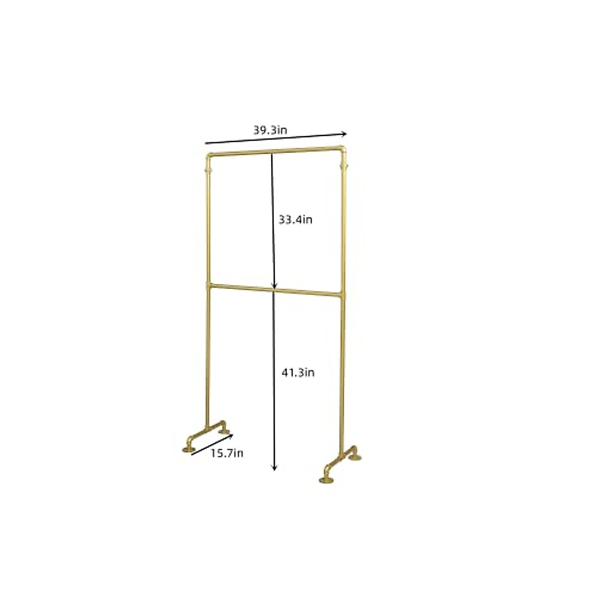 CIVANA 2 Tiers Iron Pipe Clothing Rack, Garment Display Shelf, Commercial Clothes Hanger, Retail Cloth Hanging Bar, Steampunk Style, Gold, 78.7inch