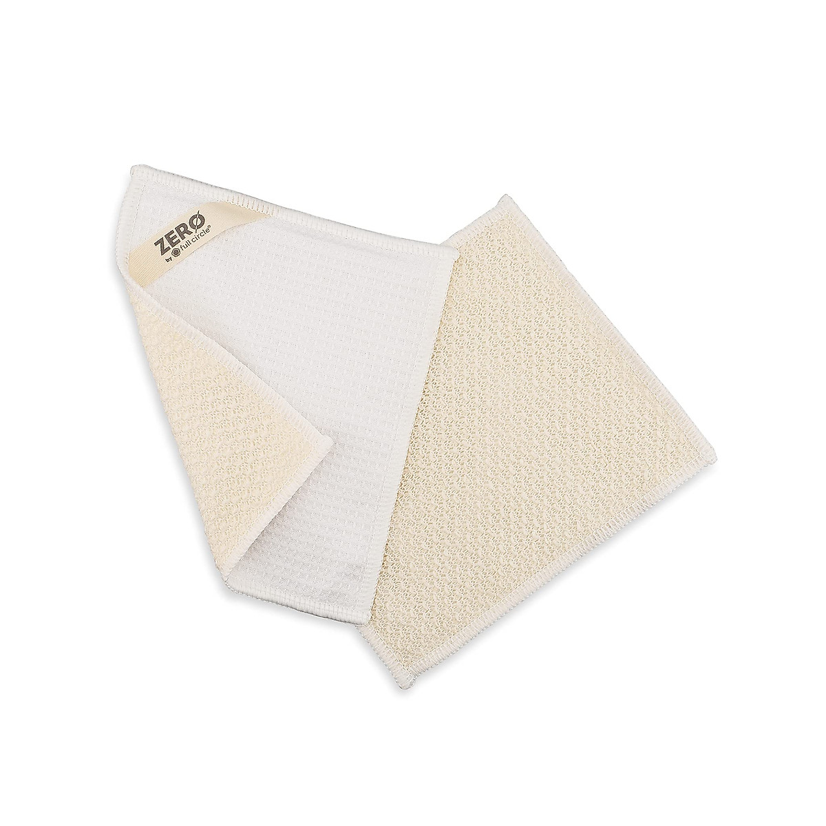 Full Circle Zero Waste Washi Scrubby Cloths, Set of 2 – Absorbent Dual Action Dishcloth with Scrubber Side – Reusable Scrubbing Dish Cloth & Counter Top Cleaning Cloth – Scrubber Dishcloths White