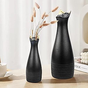 Tahnach 2 Pack Cat Ear Ceramic Vase for Room Decor Decorative Vases for Office and Living Room Decor Dried Flowers Modern Classic Vase for Wedding Dinner Table Party Bedroom Shelf Decor Black