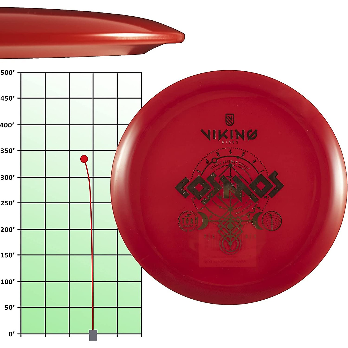Viking Discs Cosmos Storm Plastic | Control Driver | Beginner Friendly Disc Golf Driver [Stamp Color & Color Shade May Vary] (173-176g, Red)