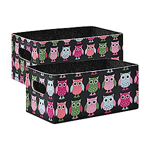 Colored Owl Cartoon Storage Basket Felt Storage Bin Collapsible Shelves Basket Decorative Baskets Organizer for Kids Bedroom Magazine