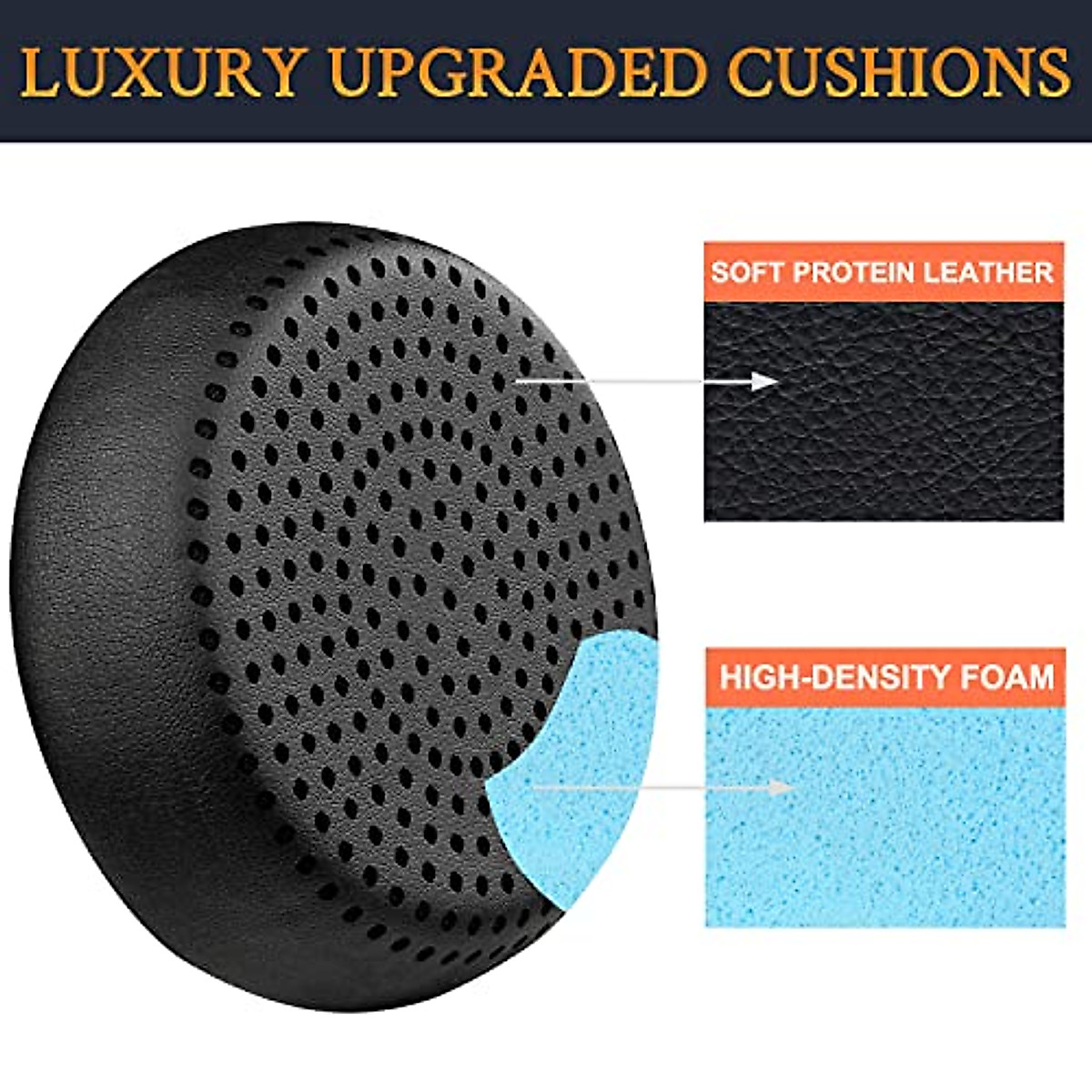 SOULWIT Earpads Replacement for Skullcandy Grind Wired/Wireless Bluetooth On-Ear Headphones, Ear Pads Cushions with Softer Leather, Noise Isolation Foam