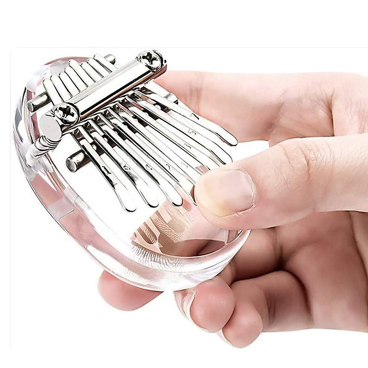Mini Kalimba 8 Keys Crystal Thumb Piano Best Gift for Kids Adults and Beginners in Birthday Christmas and Other Occasions(Crystal oval)