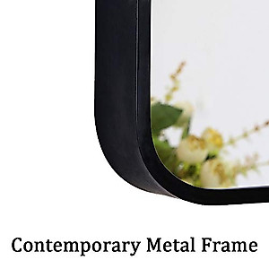 SILD Large Modern Black Aluminum Wall Mirror 30"x40" Glass Panel Vanity or Mirrors for Wall, Rectangle Hangs Horizontal or Vertical