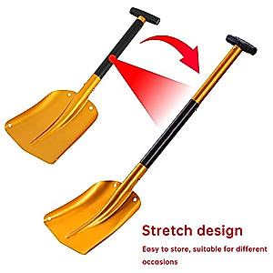 FUDAO Outdoor Snow Shovel Large Capacity Foldable Lightweight Aluminum Alloy Telescopic Portable Snow Shovel Parent Child Play Snow Garden Camping Shovel (Red, One Size)