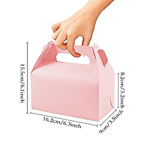 Lainrrew 30 Pcs Gable Candy Treat Boxes, Small Goodie Boxes ,Kraft Paper Gift Box for Christmas Party Decorations Birthday Party Favors (Pink)