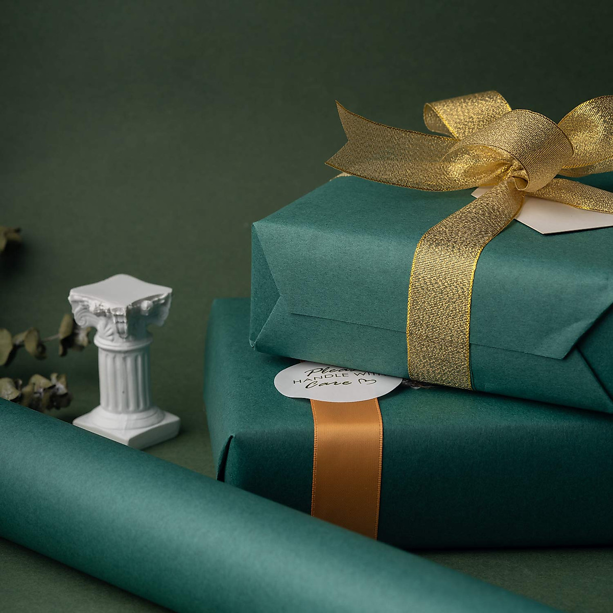 RUSPEPA Green Kraft Wrapping Paper - 81.5 Sq Ft Heavyweight Paper for Wedding,Birthday, Shower, Congrats, and Holiday - 30 inches x 32.8 feet Per Roll