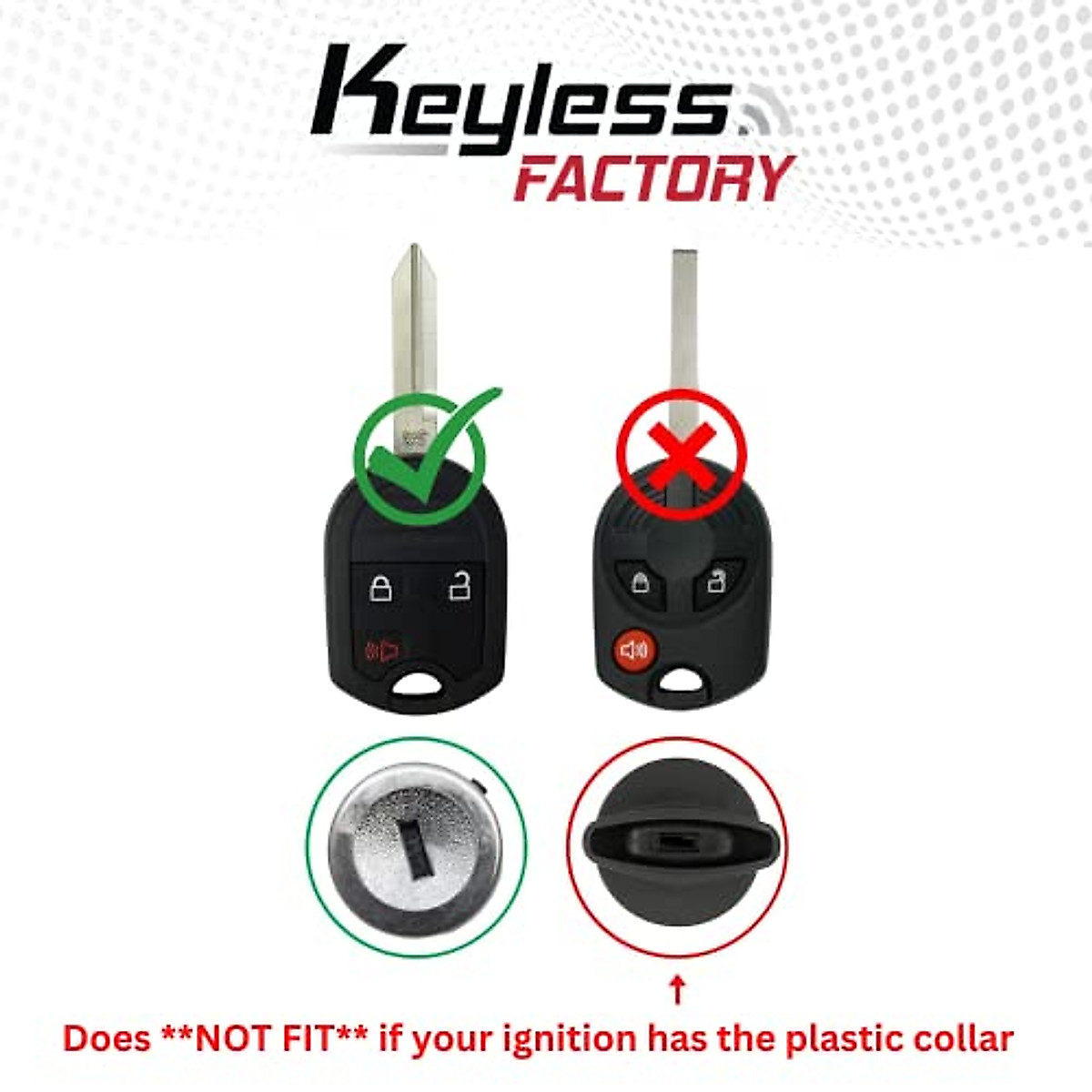 Keyless Factory 3-Button Remote Head Car Key Fob OEM Replacement Uncut Keyless Entry Control for 2001-2018 Ford Edge Explorer Expedition F150 Fusion Ranger Mercury Monterey OUCD6000022 164-R8070