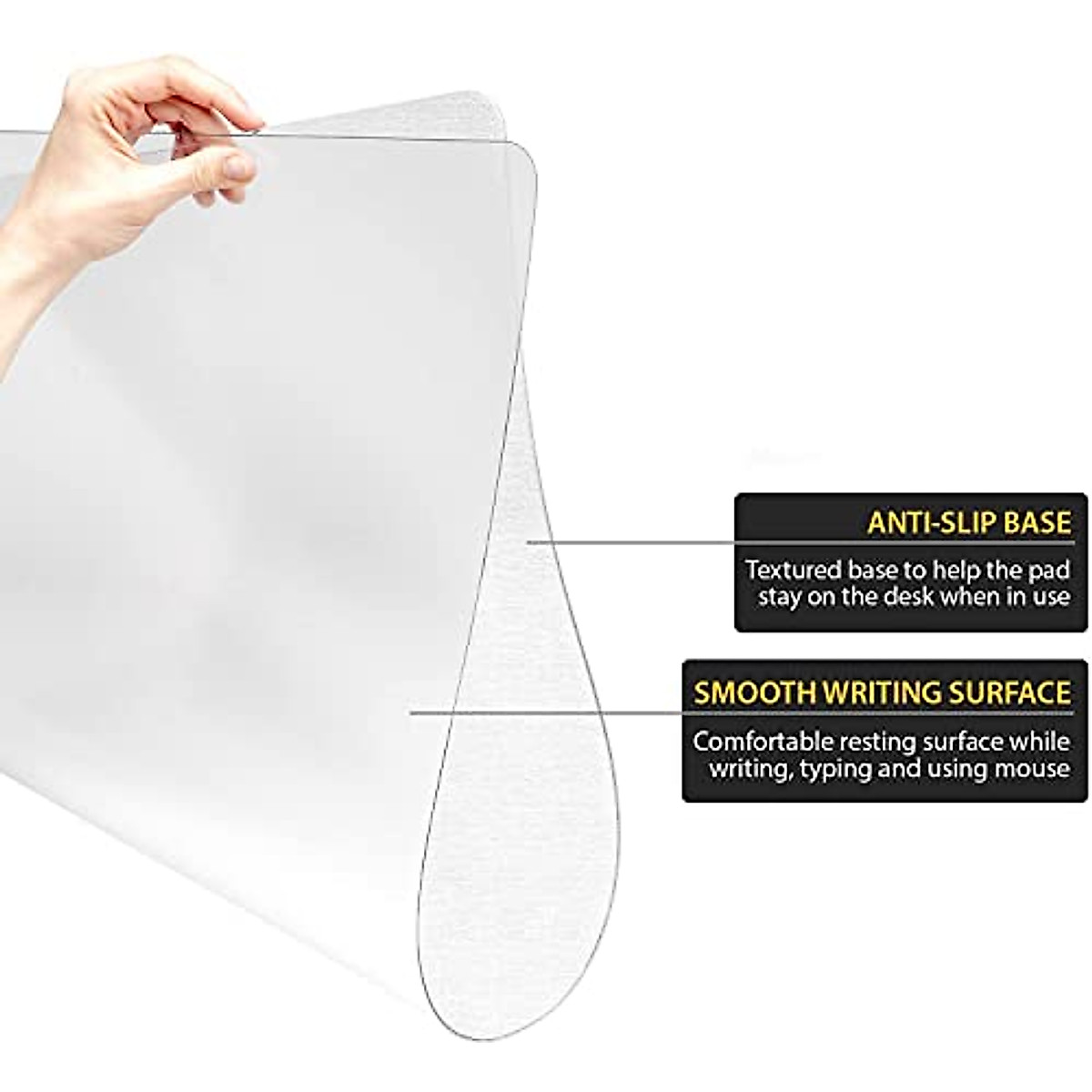 Awnour Clear Desk Pad Blotter - 32 x 16 inches - Non Slip Writing Mat for Office and Home - Round Edges - Textured/Forested…