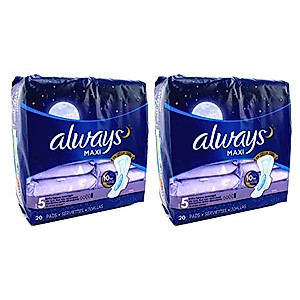 Always Pads Maxi Size 5-20 Count X-Tra Heavy Overnight (2 Pack)