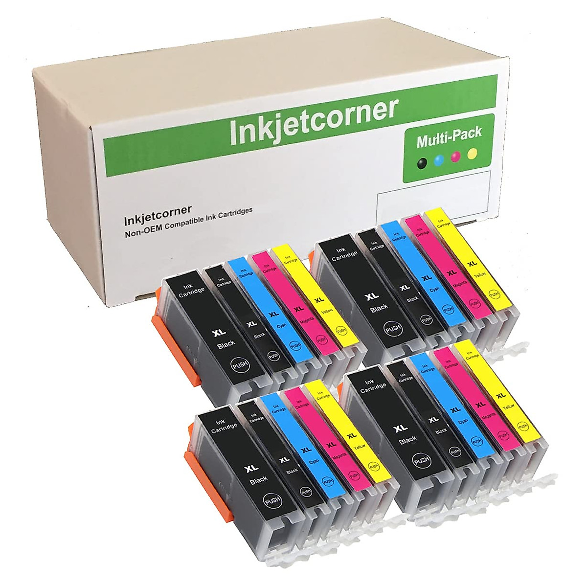 Inkjetcorner Compatible Ink Cartridges Replacement for use with MX920 iX6820 MG5620 MG6620 MG5622 MG6600 iP7220 Printer (4 Big Black 4 Small Black 4 Cyan 4 Magenta 4 Yellow, 20-Pack)