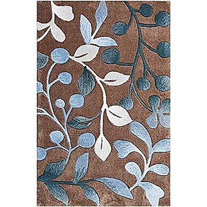 Nourison Contour Floral Mocha 2'6" x 4' Area -Rug, Easy -Cleaning, Non Shedding, Bed Room, Living Room, Dining Room, Kitchen (3x4)