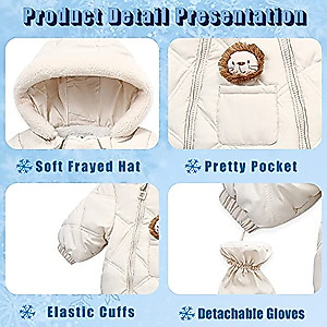 Fairy Baby Infant Baby Winter Snowsuit Coat Romper Hoodied Footie Outwear Warm Jumpsuit for Girls Boys 6-9 Months