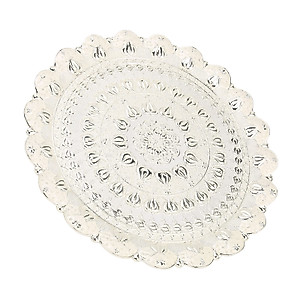 Ozgkee Turkish Tea Coffee Serving Tray, Vintage Style Embossed Pattern Round Coffee Plate for Bar Outdoor Dresser Dessert(Silver)