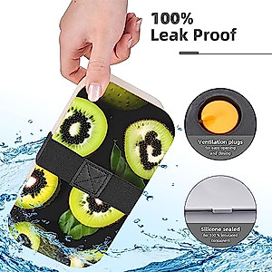 Green Kiwi Adult Lunch Box, Bento Box, With Cutlery Set Of 3, 2 Compartments, Rectangular, Lunch Box For Adults