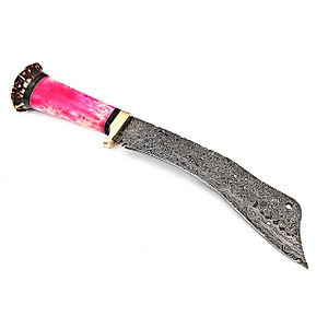 FAYYAZ BROTHERS Custom Made Damascus Steel Hunting Knife/Kukri Knife FBK-18730 (Red Colored Bone)