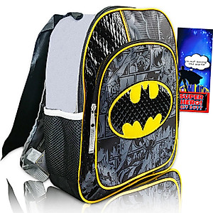 Batman Backpack for Preschool Toddlers ~ Deluxe 12" Batman Mini Backpack for Boys Kids (Batman School Supplies Bundle)