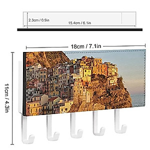 Manarola at Sunset PU Leather Wall Mounted Key Hook Organizer Hanging Key Holder Decoration