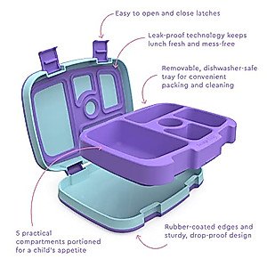 Bentgo® Kids Prints Leak-Proof, 5-Compartment Bento-Style Kids Lunch Box - Ideal Portion Sizes for Ages 3 to 7 - BPA-Free, Dishwasher Safe, Food-Safe Materials (Mermaids in the Sea)