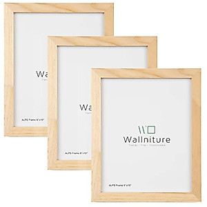 Wallniture Alps DIY Wall Decor 8x10 Craft Picture Frames Table Top Display or Wall Mount, Set of 3 Natural Finish