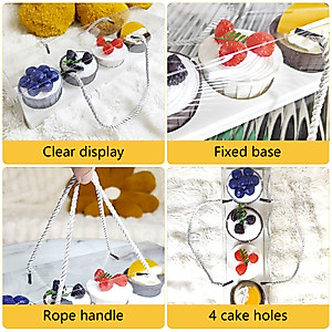 Dceyoril 20pcs Clear Cupcake Boxes with Handle Cupcake Container Transparent Bakery Cake Boxes Plastic Cake Carrier Baked Dessert Box for Wedding Party Favor (A-whtie1)