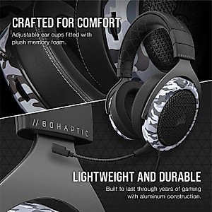 Corsair HS60 Haptic Stereo Gaming Headset with Haptic Bass, Memory Foam Earcups, Removable Microphone, Windows Sonic Compatible, Discord-Certified for PC - Arctic Camo