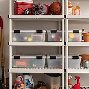 IRIS USA 41 Quart WEATHERPRO Plastic Storage Box with Durable Lid and Seal and Secure Latching Buckles, Weathertight, Clear with Black Buckles, 1 Pack