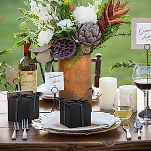 Hooqict Small Gift Boxes for Presents 100pcs 2x2x2 inches Black Favor Boxes Paper Gift Boxes with Ribbons Candy Boxes Party Favors for Wedding Baby Shower Birthday Party Ornament