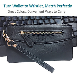 UTreers Wristlet Strap, Genuine Leather Keychain Wristlet KeyChain Hand Strap for Wallet Purse Clutch Cellphone Wristlet Key (A Black)