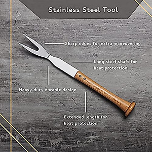 Baseball BBQ | 'Triple Play' Multi-Tool Spatula, Tongs & Fork Combo Set | BBQ Grilling Accessories & Utensils for Baseball Fans | Unique Wooden Bat Handle & Quality Stainless Steel Grill Masters