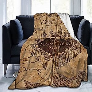 Fleece Throw Blanket for Couch Sofa or Bed, Mar-auders Map Soft Fuzzy Plush Blanket, Luxury Flannel Lap Blanket, Super Cozy and Comfy for All Seasons 80x60 inch