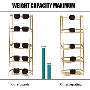 WTZ Bookshelf Book Shelf, Bookcase Storage Shelves Book case, Ladder Shelf for Bedroom, Living Room, Office MC-508(Natural)