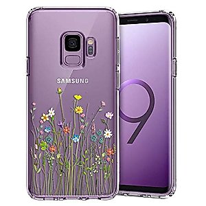 Unov Galaxy S9 Case Clear with Design Soft TPU Shock Absorption Slim Embossed Floral Pattern Protective Back Cover for Galaxy S9 (Flower Bouquet)