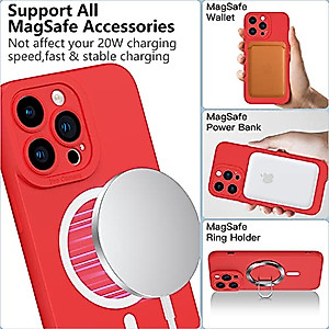 MYY Magnetic for iPhone 14 Pro Max Case,Silicone Shockproof Phone Case[MagSafe-Compatible] Soft Anti-Scratch Microfiber Lining Full Camera Lens Protection Cover 6.7'' (Red)